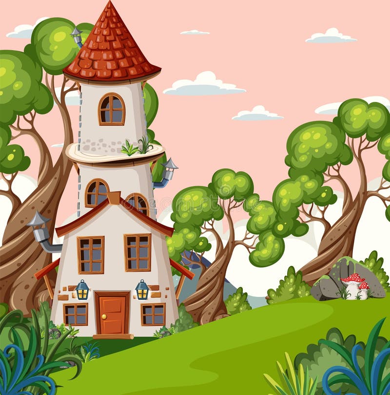 Fairytale Tower in Fairytale Forest Stock Vector - Illustration of ...