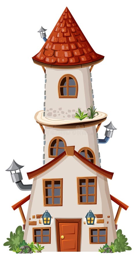 Fairytale Tower on White Background Stock Vector - Illustration of ...