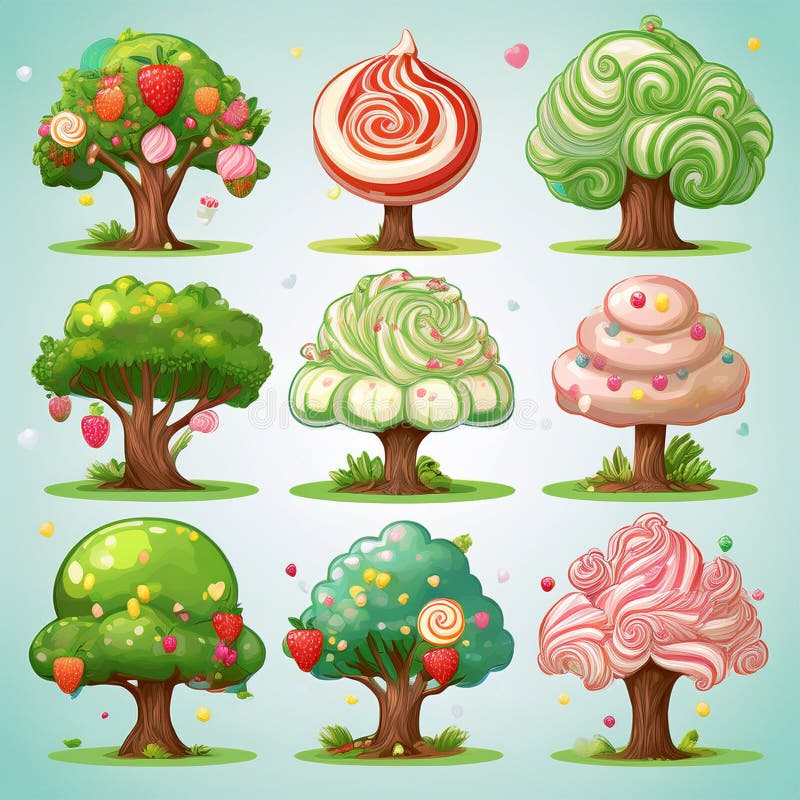 Fairytale tree with sweets stock illustration. Illustration of shades ...