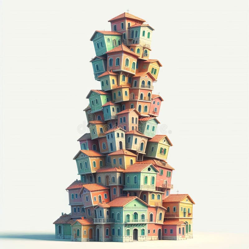Fairytale Vertical Town stock illustration. Illustration of composition ...