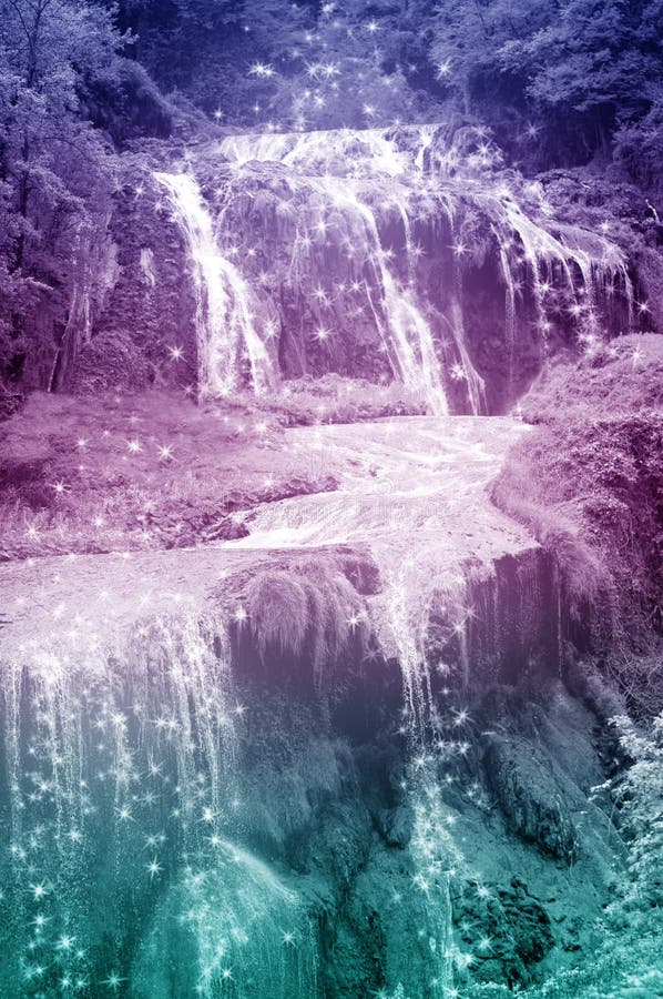Fairytale waterfall stock image. Image of falls, fantasy - 47041377