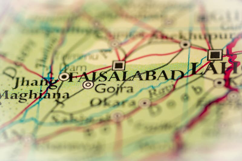Faisalabad, Pakistan Highlighted on a World Map Stock Image - Image of ...