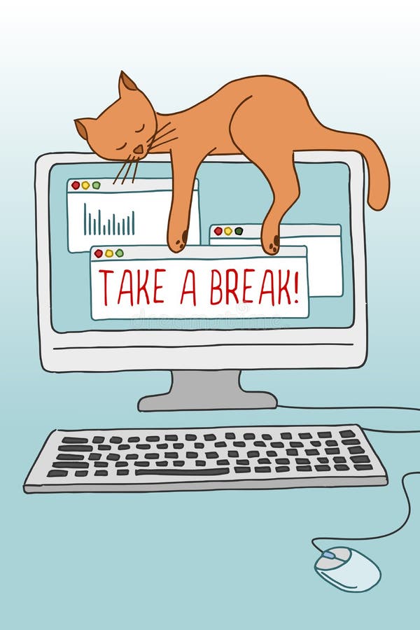 Faites Une Pause ! Illustration Avec Le Chat Mignon Illustration de ...