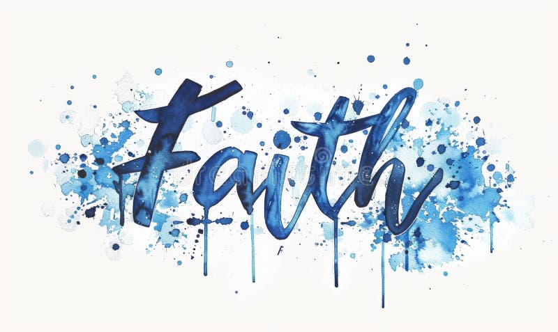Faith - Modern Calligraphy Lettering Text on Grunge Splash Background ...