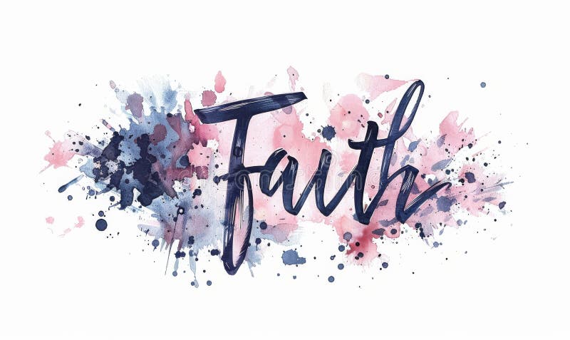 Faith Calligraphy on Watercolor Splash Stock Vector - Illustration of ...