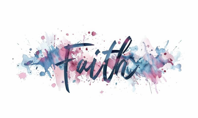 Faith Calligraphy on Watercolor Splash Stock Vector - Illustration of ...