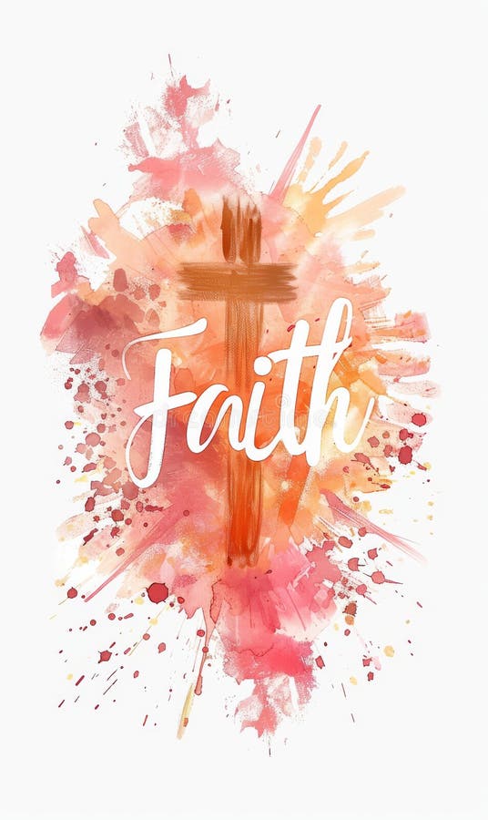 Faith Calligraphy on Watercolor Splash Stock Vector - Illustration of ...