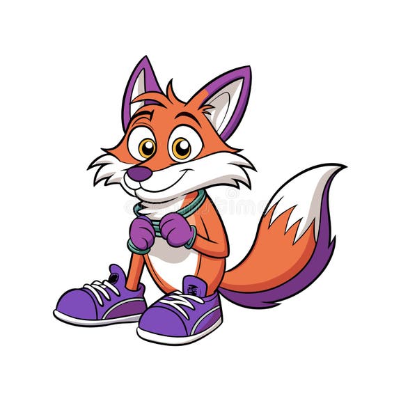 Faithful Fox Chewing on Sneakerstrap Stock Vector - Illustration of ...