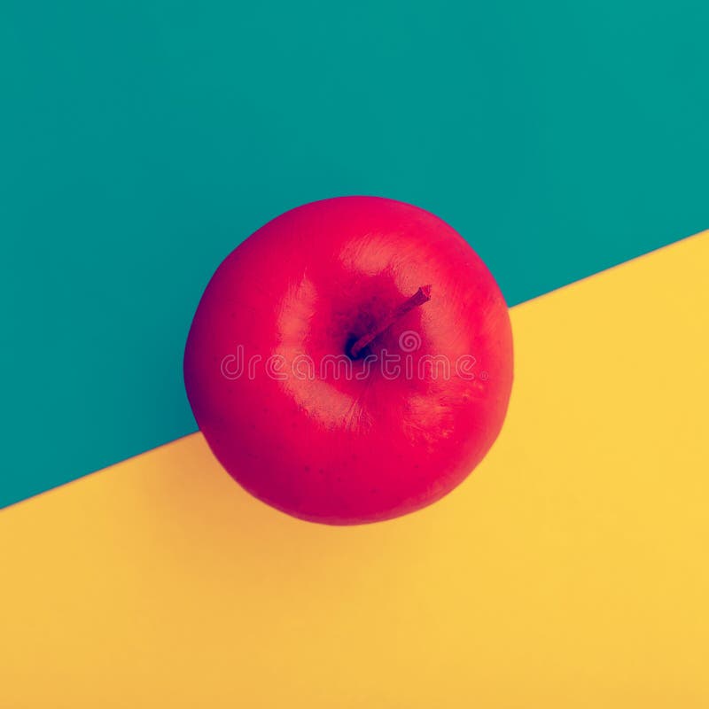 Fake Apple in Red Paint. Minimal Style Stock Image - Image of apple ...