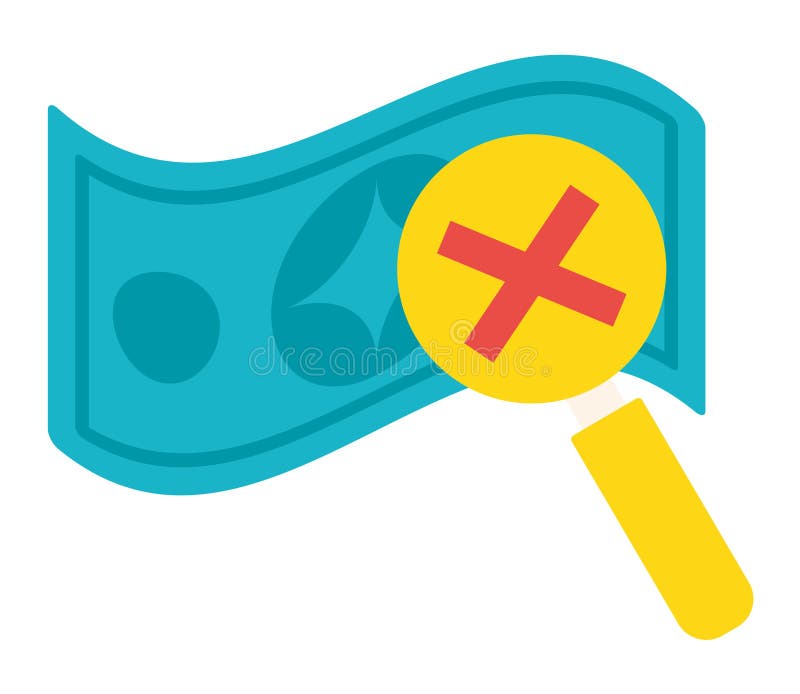 Fake Bill Rejected Magnifier Icon Stock Illustration - Illustration of ...
