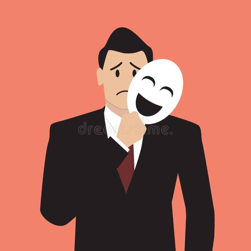 Fake Businessman Holding a Smile Mask Stock Vector - Illustration of ...