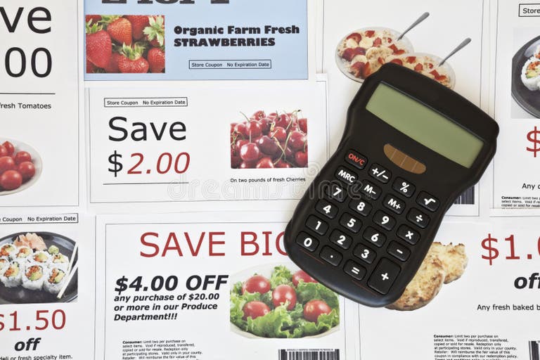 Fake Coupons and Calculator Stock Image - Image of retail, savings ...