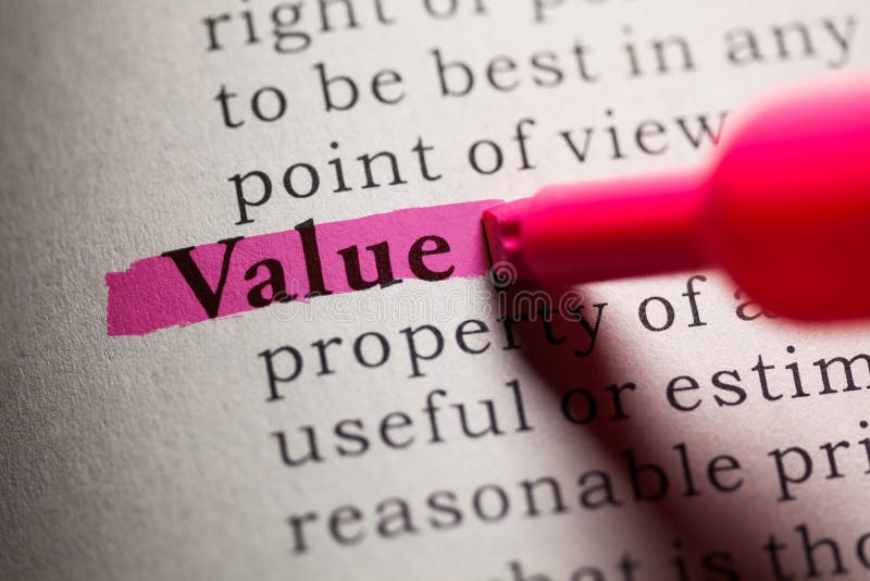 Definition of the Word Value Stock Photo - Image of highlight, page ...