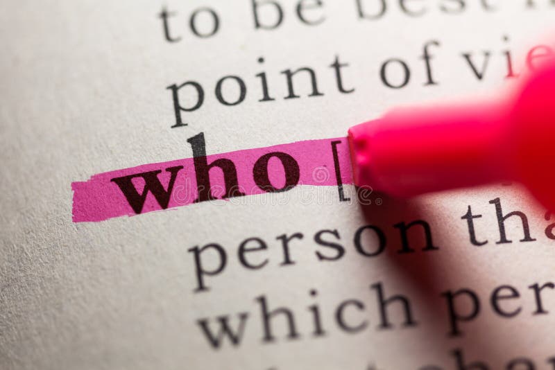 Definition of the word who stock photo. Image of closeup - 169633728