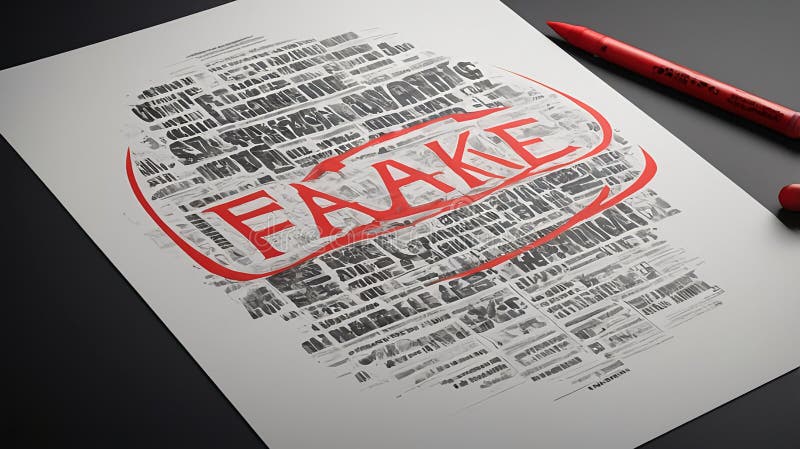 Fake Document Marked with Red Ink on White Paper Stock Illustration ...