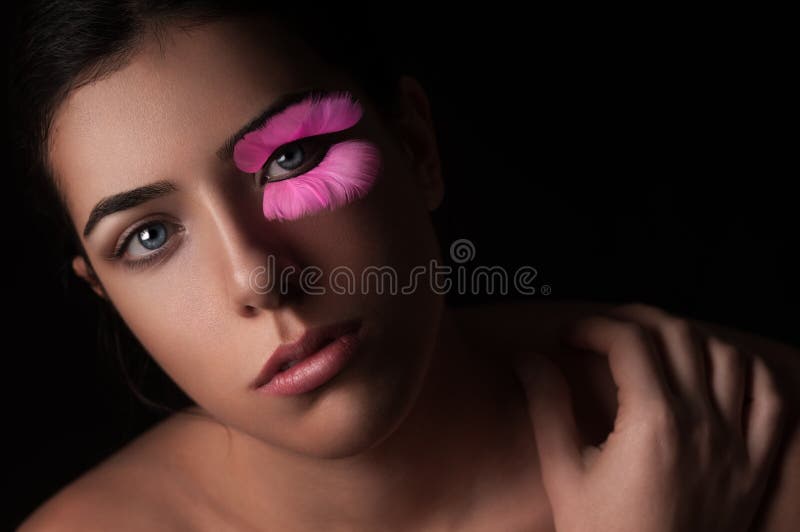Portrait of Girl with Fake Eyelashes Stock Photo - Image of extreme ...