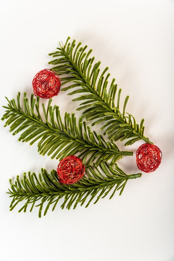 Fake Fir Tree Branch for Decorating of Bouquets and Home Stock Image ...