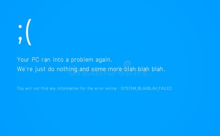 Fake Funny Blue Screen of Death - BSOD. Stock Vector - Illustration of ...