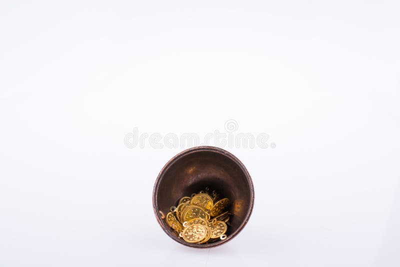 Fake Gold Coins in a Metal Plate Stock Photo - Image of wealth, metal ...