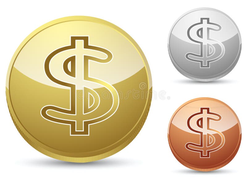 Fake Gold Silver and Bronze Coins Stock Vector - Illustration of dime ...