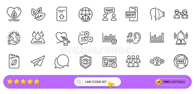 Fake Information, Column Chart and Local Grown Line Icons for Web App ...