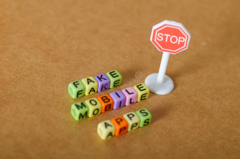 Fake Mobile Apps Warning â€ Colorful Letter Beads Highlight Digital ...
