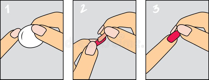 Fake Nails. Instruction for Use in Three Steps Stock Vector ...