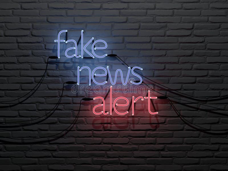 Fake News Alert Neon Sing in a Brick Wall Stock Illustration ...