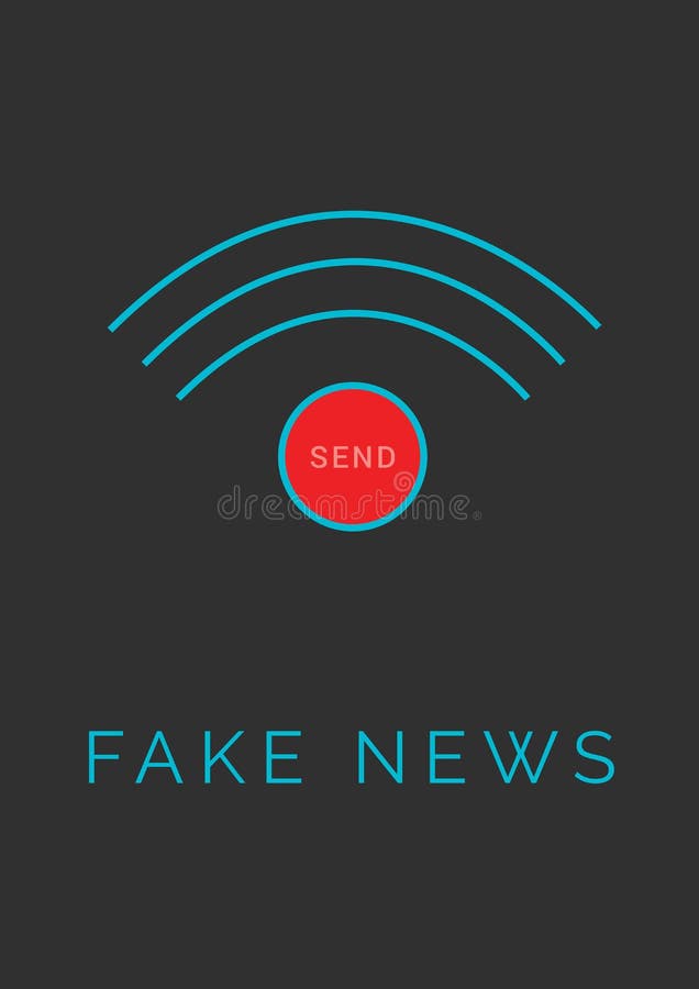 Fake News through the Internet Concept. Send Button with Internet ...