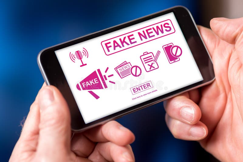Fake News Concept on a Smartphone Stock Image - Image of newspaper ...