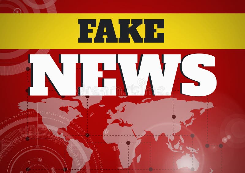 Fake News Text in Front of World Map and Interfaces Stock Illustration ...