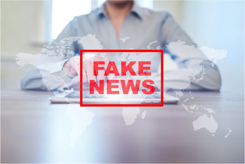 Fake News Warning on the Virtual Screen. Stock Photo - Image of opinion ...