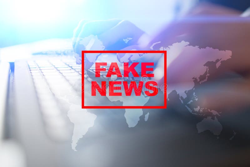 Fake News Warning on the Virtual Screen. Stock Photo - Image of ...