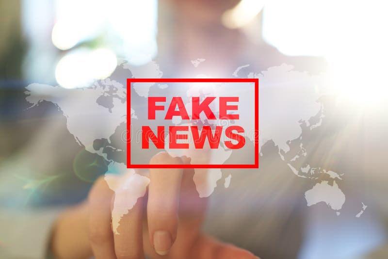 Fake News Warning on the Virtual Screen. Stock Image - Image of ...