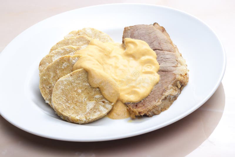 Fake Pork Tenderloin with Dumplings Stock Photo - Image of cooked ...