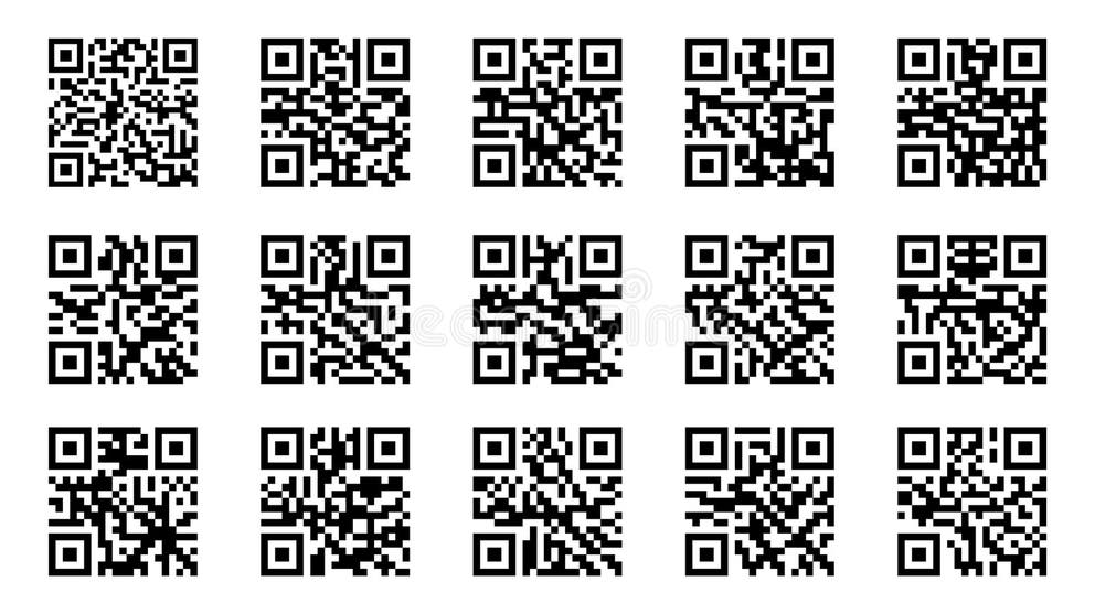 Fake QR Code Scan Me Vector Illustration. Collection of QR Codes for ...