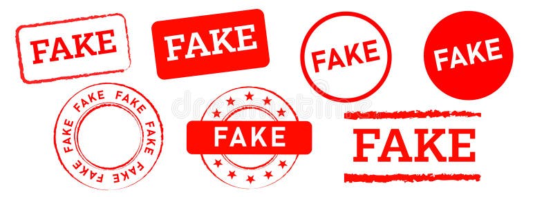 Fake Rectangle and Circle Red Rubber Stamp Label Sign False Hoax Scam ...