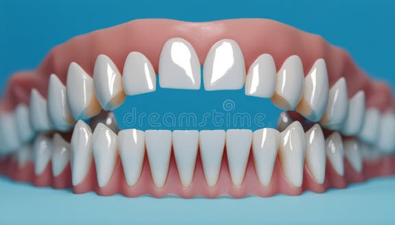 A Fake Set of Teeth with a Blue Background Stock Illustration ...