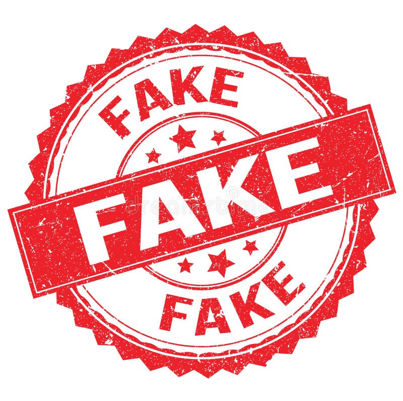 FAKE Text on Red Round Stamp Sign Stock Illustration - Illustration of ...