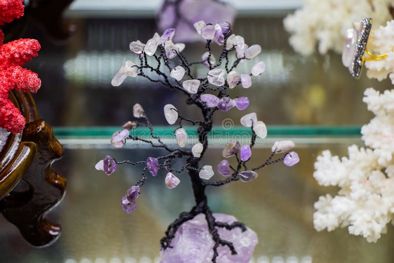 Fake Tree Made with Natural Various Mineral Gemstones Stock Image ...