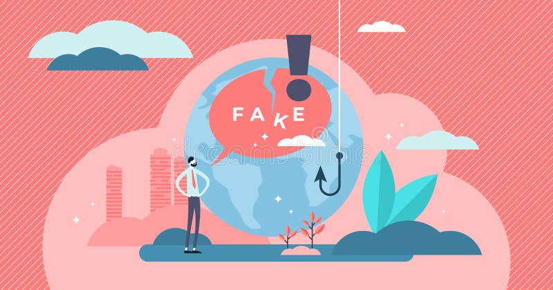 Fake Vector Illustration. Flat Tiny False Cheat Information Persons ...