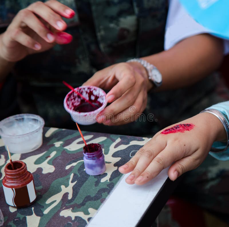 Fake wound makeup stock photo. Image of soldier, little - 108145486