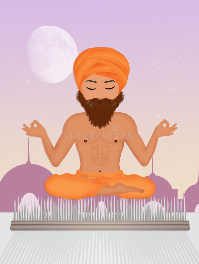 Fakir on nails stock illustration. Illustration of tips - 103522523