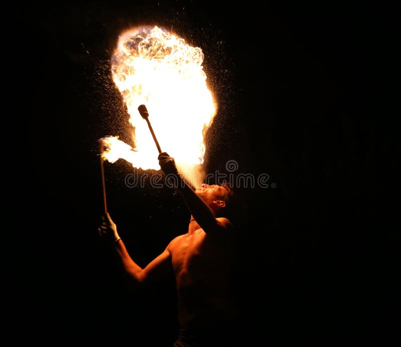 Man blowing fire editorial photo. Image of blow, exhibition - 71544786