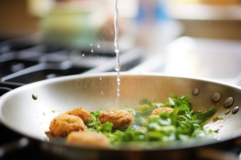 Falafel Cooking in Hot Oil with Bubbles and Sizzle Stock Image - Image ...