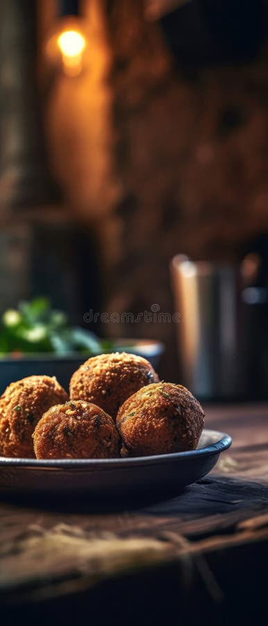 Falafel on Stone Rustic Pub Mobile Wallpeper Postcard. Generative AI ...