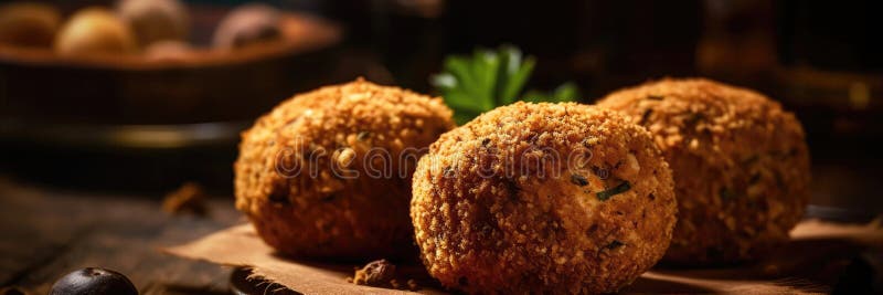 Falafel on Stone Rustic Pub Wide Panoramic. Generative AI Stock ...