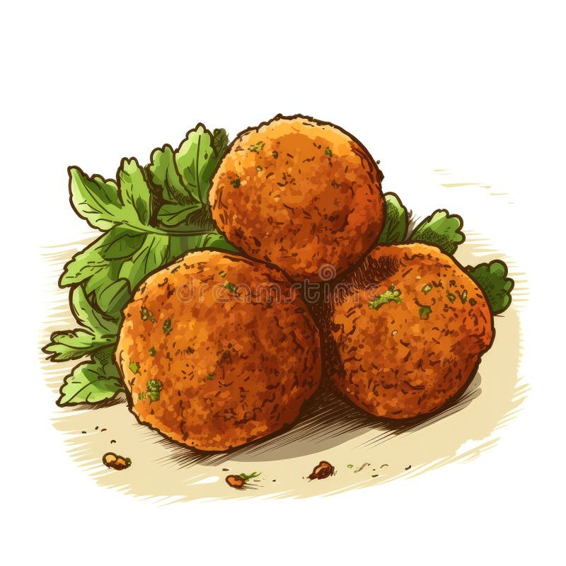 Falafel on White Background Logo. Generative AI Stock Illustration ...