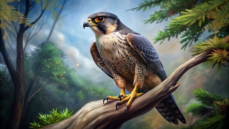 A Falcon Bird on a Tree Waiting for Prey Stock Video - Video of hunter ...