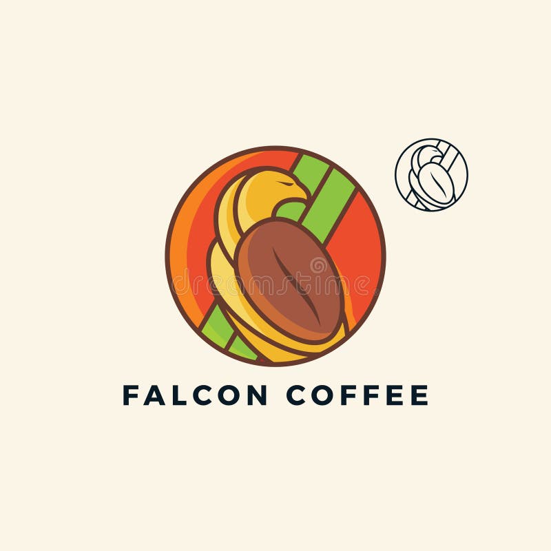 Falcon Coffee Bird Cup Wildlife Logo Vector Illustration Stock Vector ...